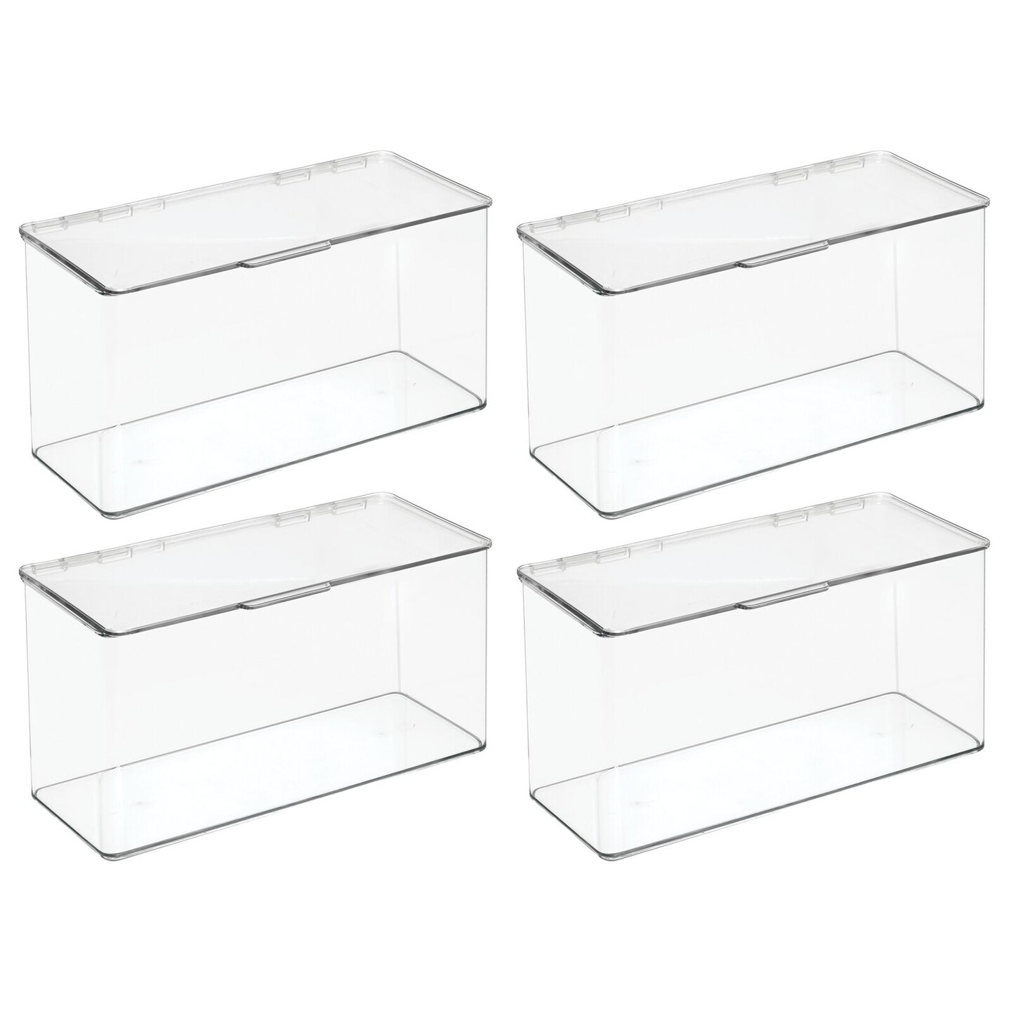 mDesign Plastic Stackable Toy/Game Storage Bin Box - Hinged Lid - 4 ...