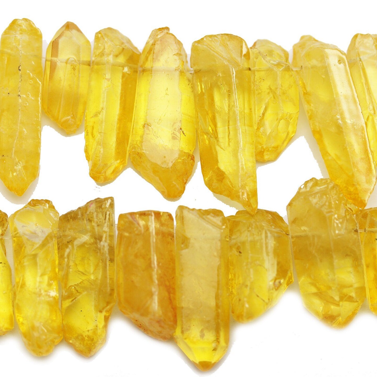 Yellow Dyed Quartz Crystal Stone Point 20-40mm Beads | Michaels