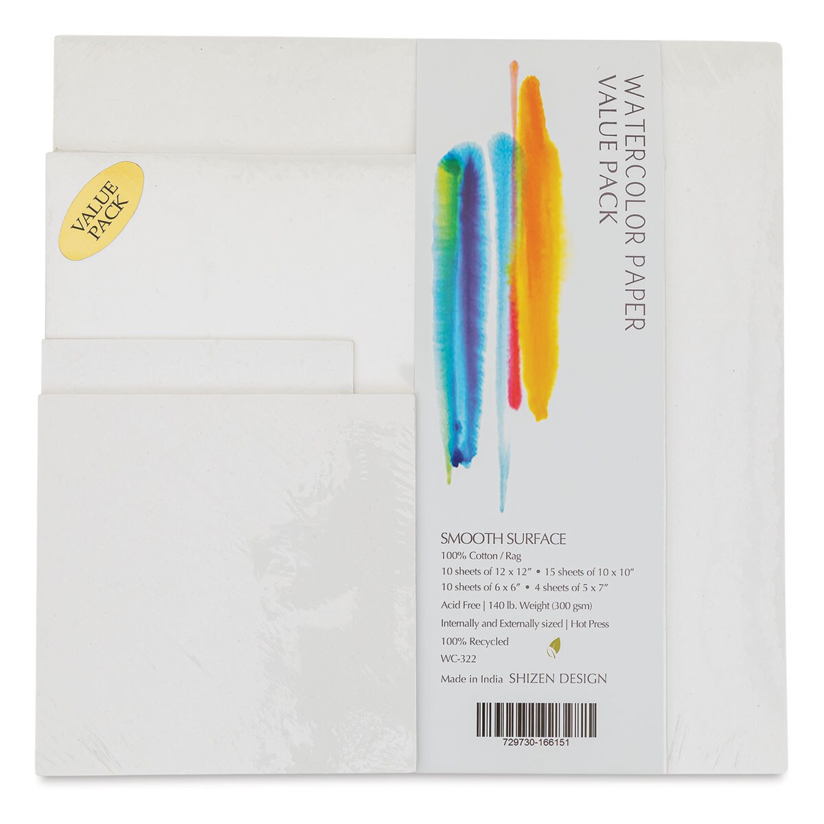 Shizen Professional Watercolor Paper Value Pack - Hot Press, Pkg of 39 ...