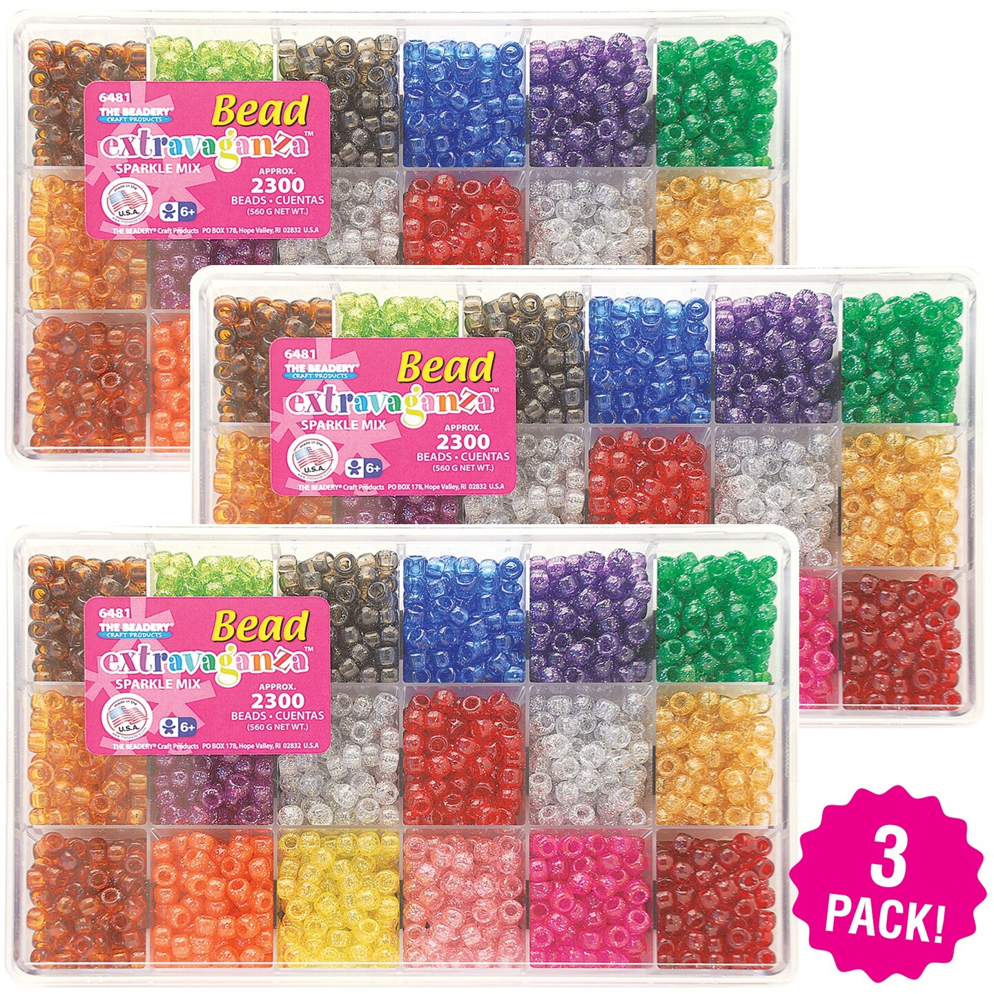 Multipack of 3 - Bead Extravaganza Bead Box Kit 19.75oz-All Sparkle ...