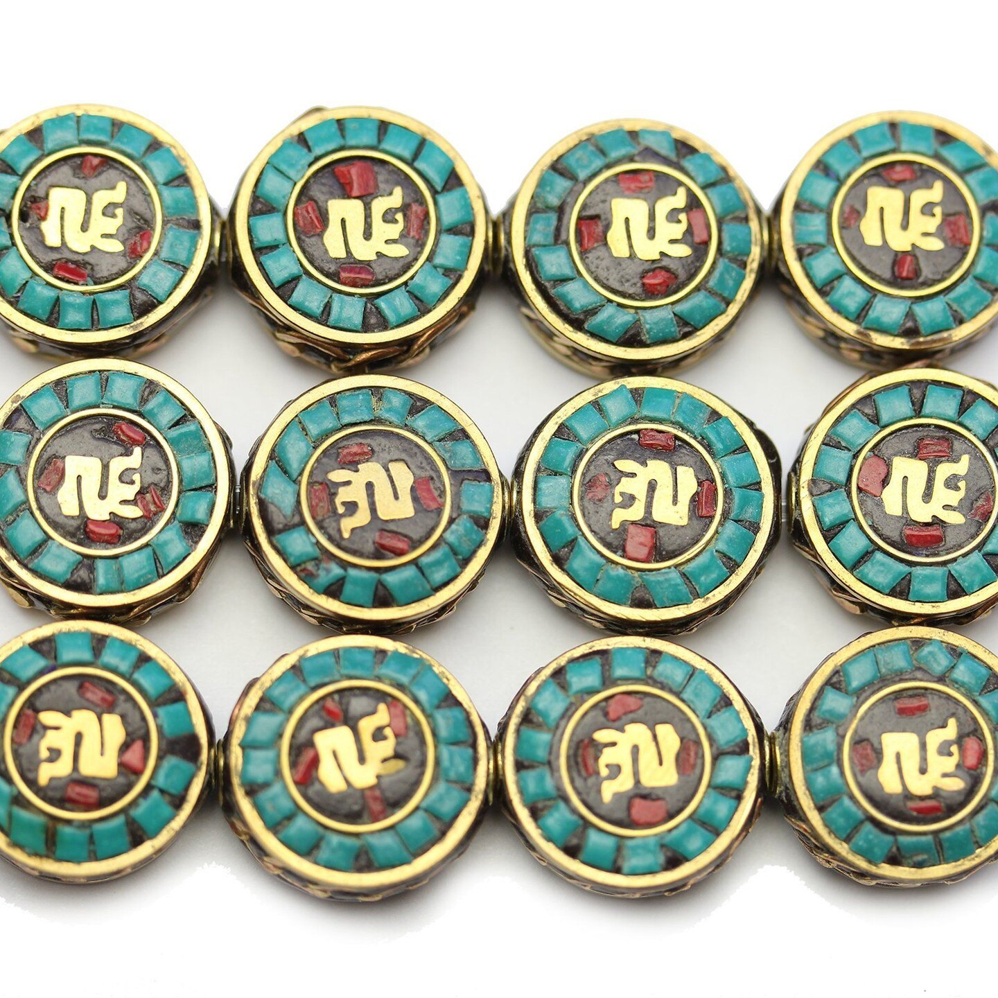 Stone & Metal Mosaic Lentil 15mm Beads | Michaels