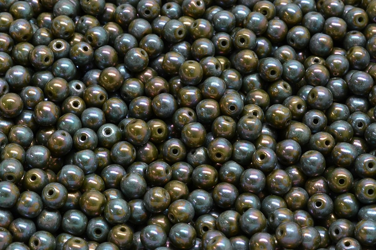 4mm Czech Round Druk Bead, Opaque Olive Nebula, 50 pieces | Michaels