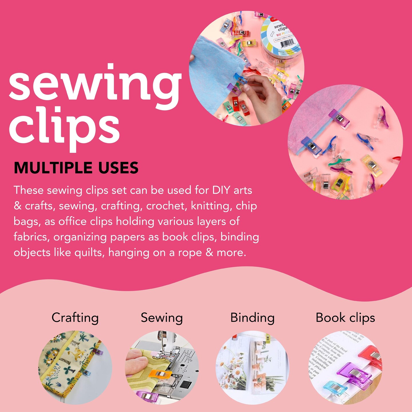 Incraftables Sewing Clips Pack of 100. Best Fabric Clips for Sewing and ...