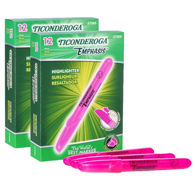 Emphasis™ Highlighters, Desk Style, Chisel Tip, Pink, 12 Per Pack, 2 ...