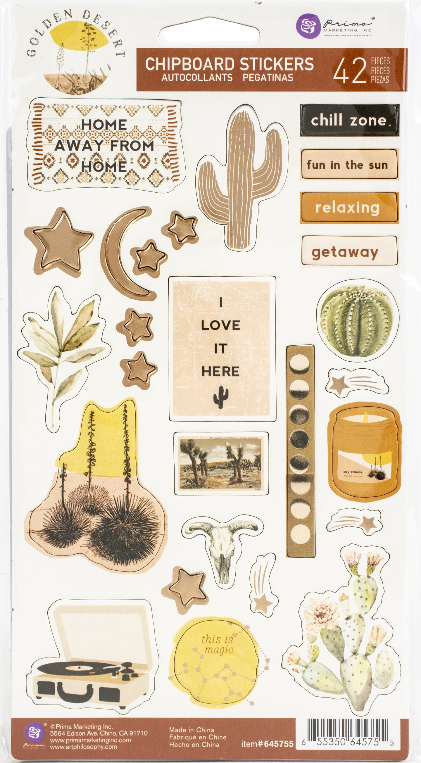 Golden Desert Chipboard Stickers 42/Pkg-Shapes W/Foil Accents | Michaels