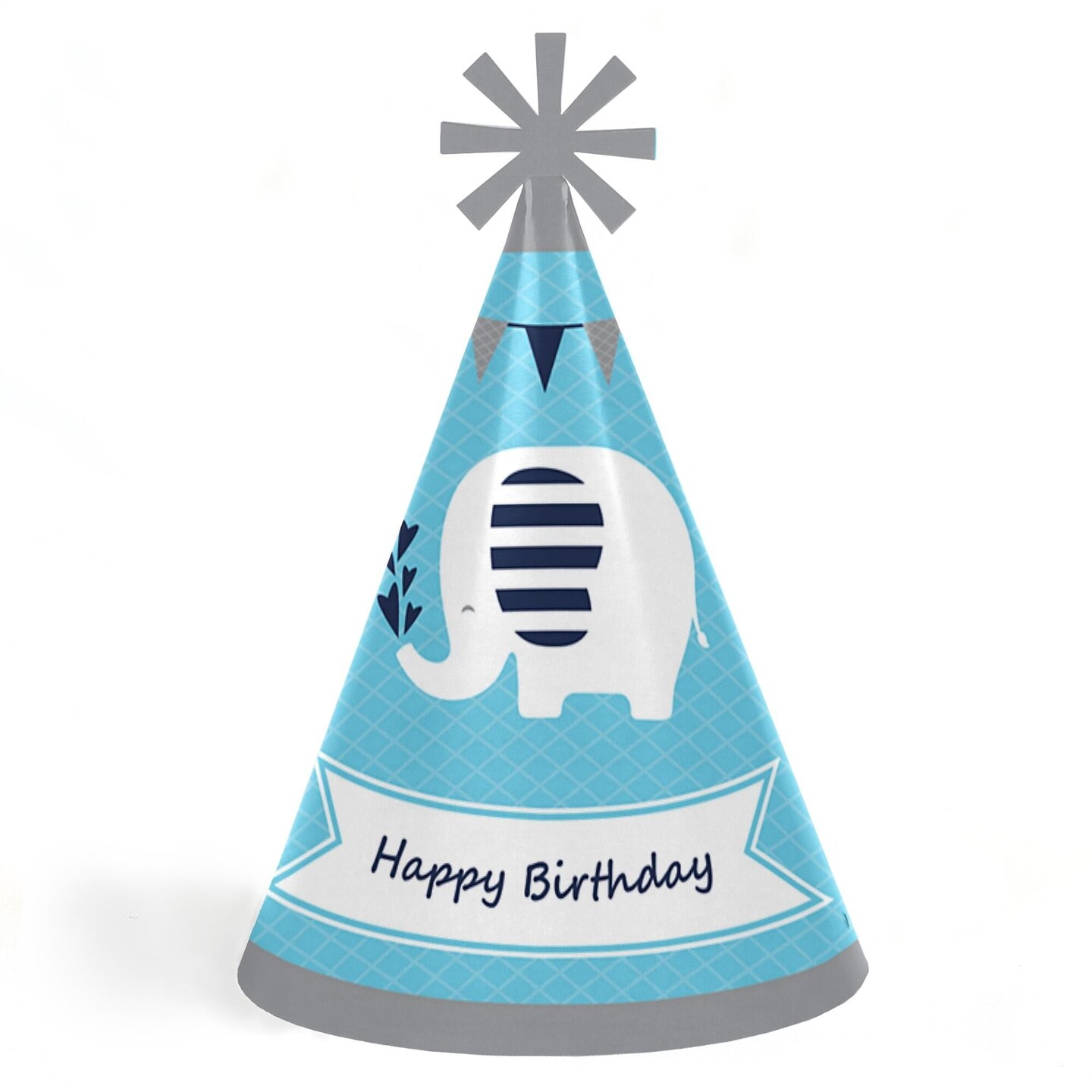 Big Dot of Happiness Blue Elephant - Cone Happy Birthday Party Hats for ...