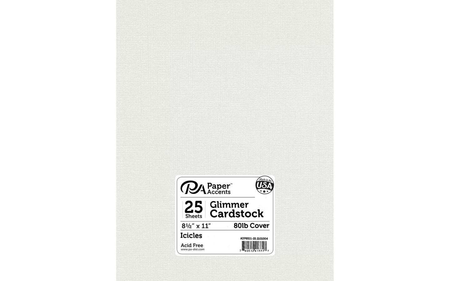 PA Paper Accents Glimmer Cardstock 8.5" x 11" Icicles, 80lb colored ...