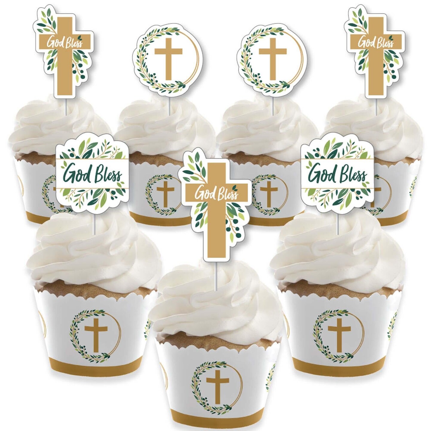 Big Dot of Happiness Elegant Cross - Cupcake Decoration - Religious ...