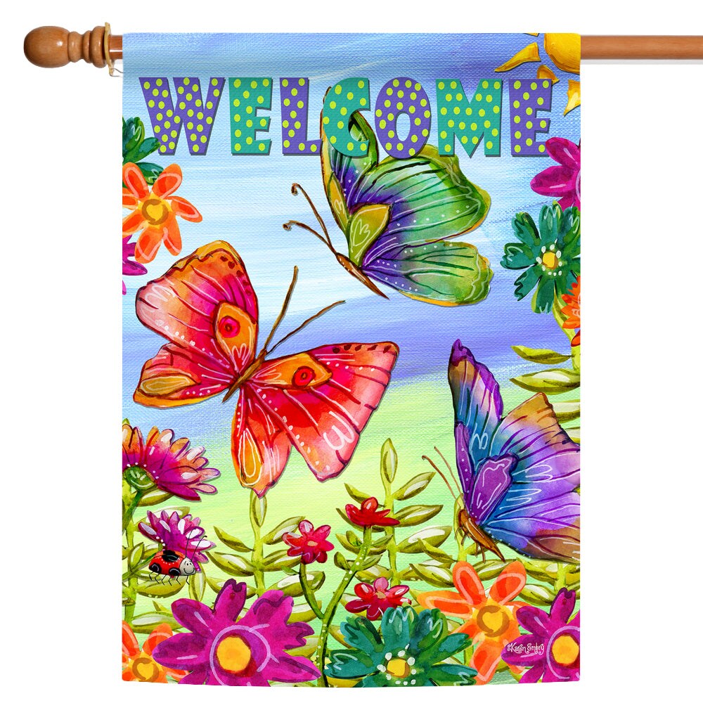 Welcome Butterfly Field Decorative Welcome Flag | Michaels