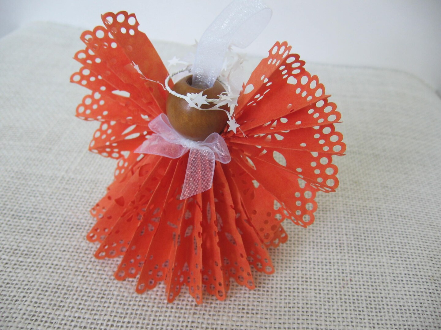 Orange Paper Lace Ribbon Angel Tree Ornament | MakerPlace by Michaels