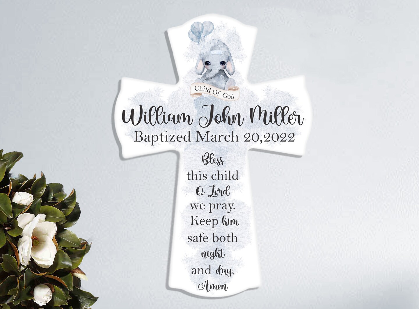 Baptism Gift Boy Christian Cross Personalized with Name, Date and ...