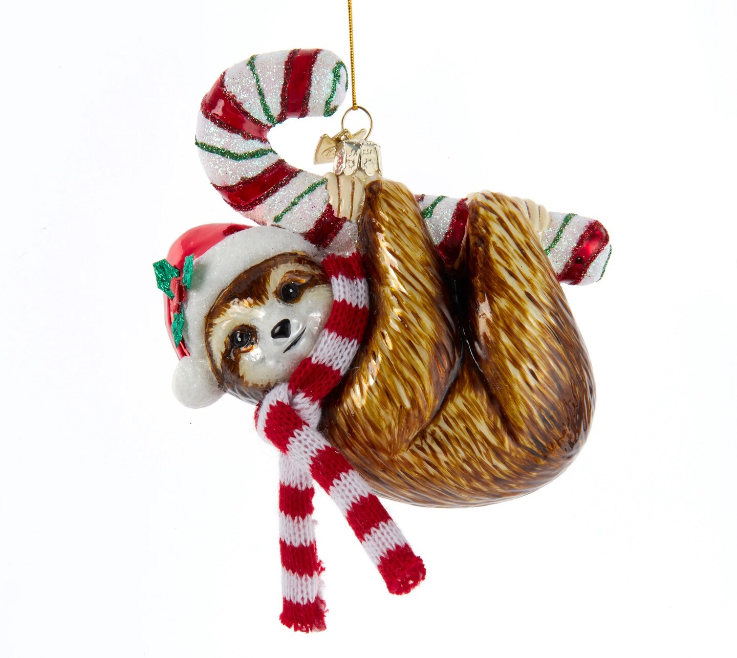 KSA Pack of 8 Gold and Red Sloth with Candy Cane Christmas Ornaments 4. ...