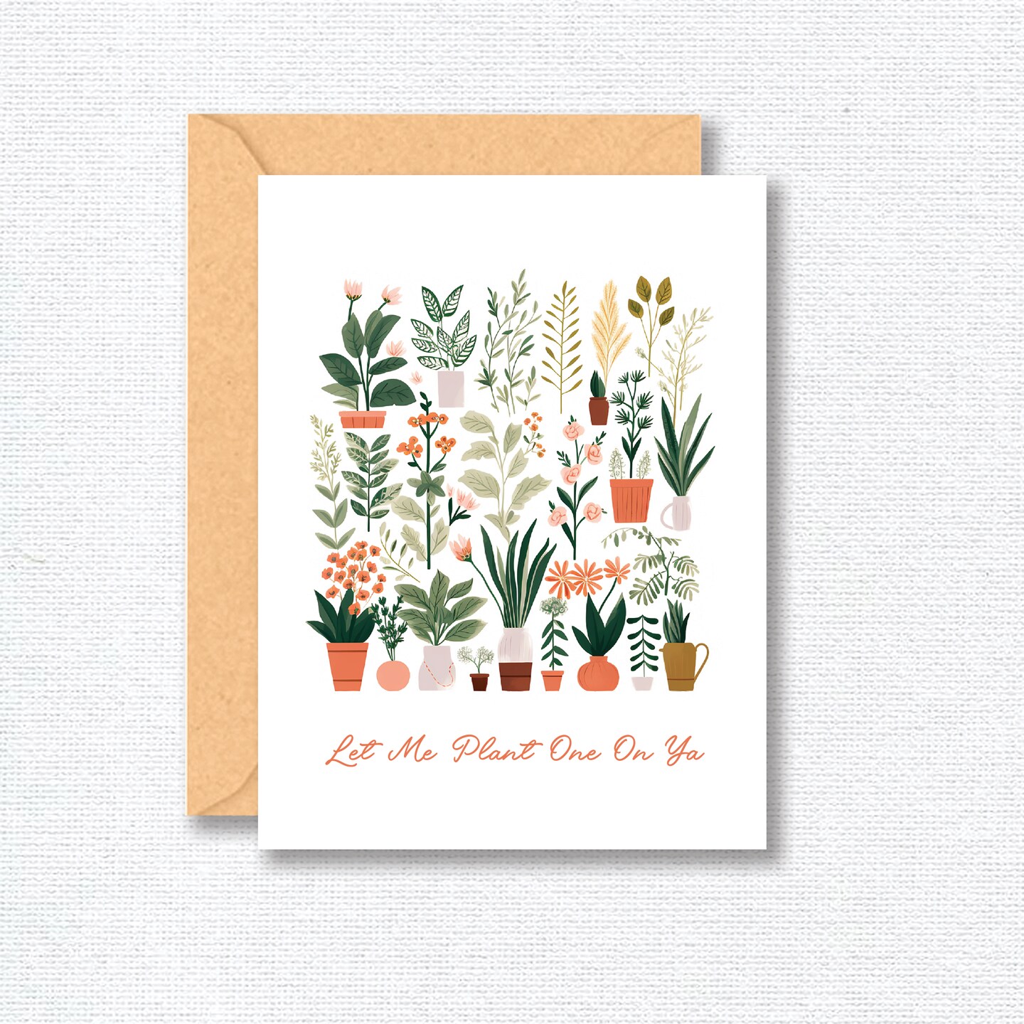 Funny Plant Greeting Card, Blank Folded Card with Envelope, Stationery ...