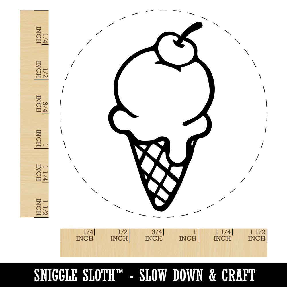 Hand Drawn Cute Ice Cream Cone Doodle Self-Inking Rubber Stamp for ...