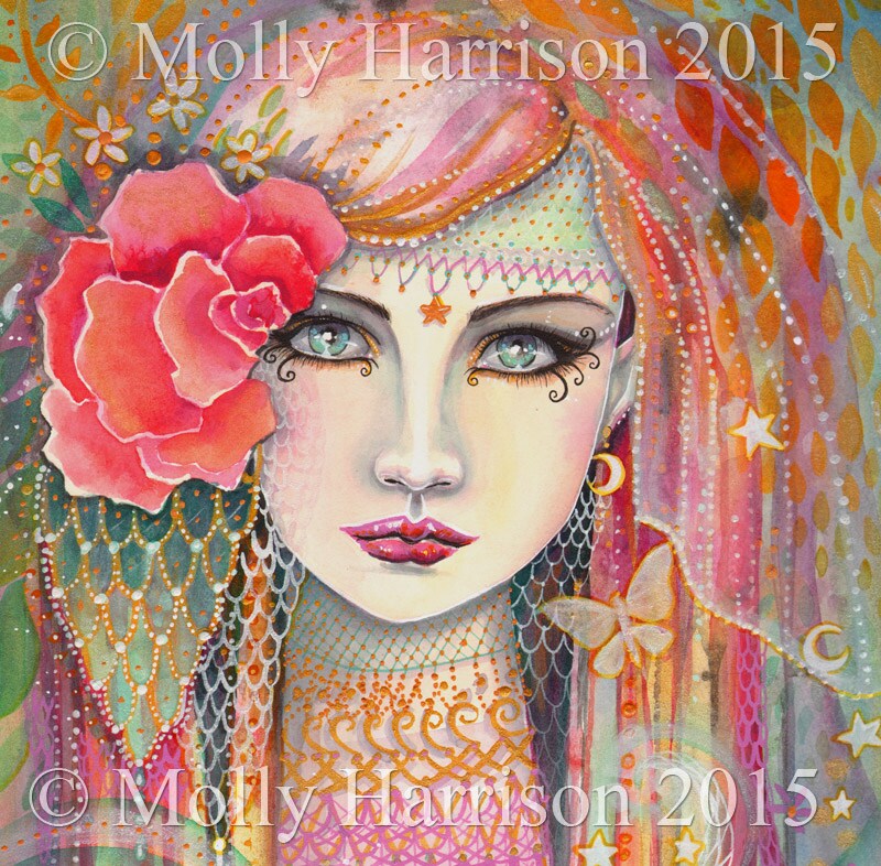 Gypsy Rose - Bohemian Fantasy Art Watercolor Archival Print by Molly Harrison | MakerPlace by ...