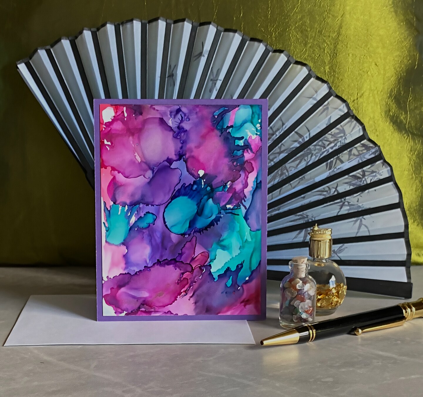 Alcohol Ink Notecard, One of a Kind, Handmade Greeting Card, Original ...