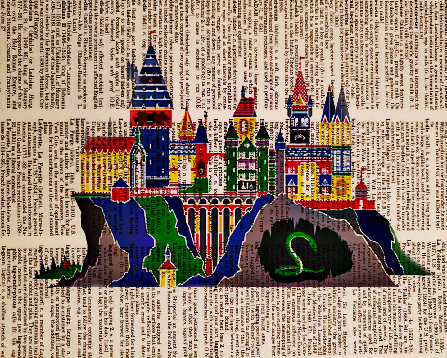 Wizard castle art print, dictionary print, Halloween decor, 8x10 Art ...