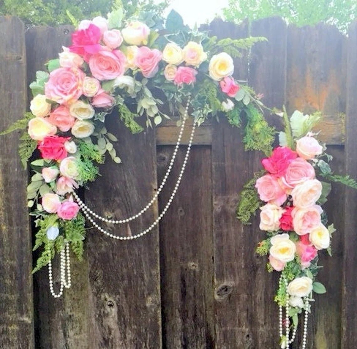 Wedding Arch Flowers, Fuchsia, Pink and White Rose swag | MakerPlace by ...