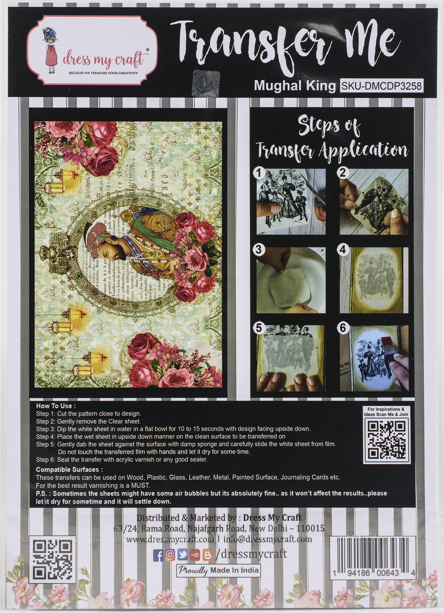 Dress My Craft Transfer Me Sheet A4-Mughal King, Count: 1 | Michaels