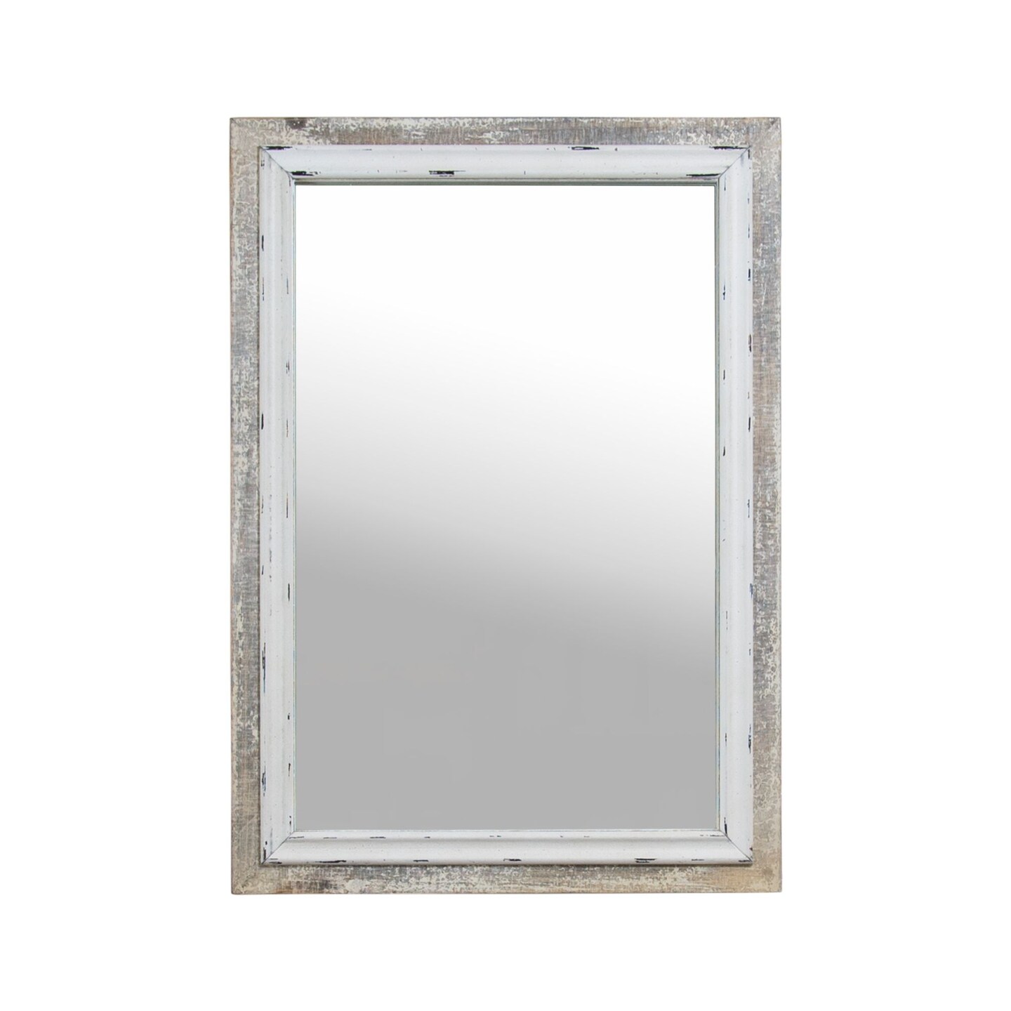 Creative Design 33" White and Brown Distressed Layered Wooden Framed ...