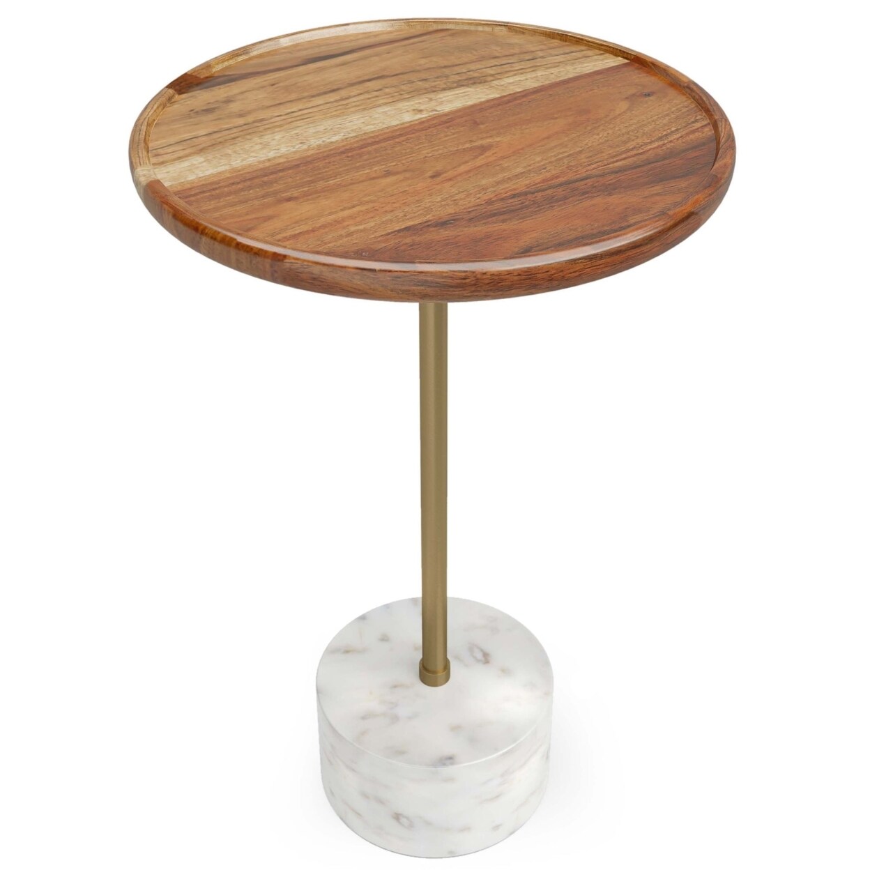 Becker Side Table Acacia Marble Accent Table Modern Natural Finish ...