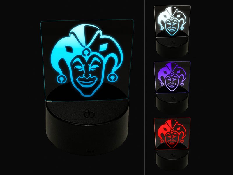 Court Jester Joker Harlequin 3D Illusion LED Night Light Sign ...