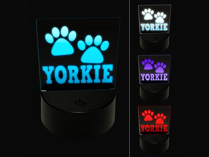Yorkie Yorkshire Terrier Dog Paw Prints Fun Text 3D Illusion LED Night ...