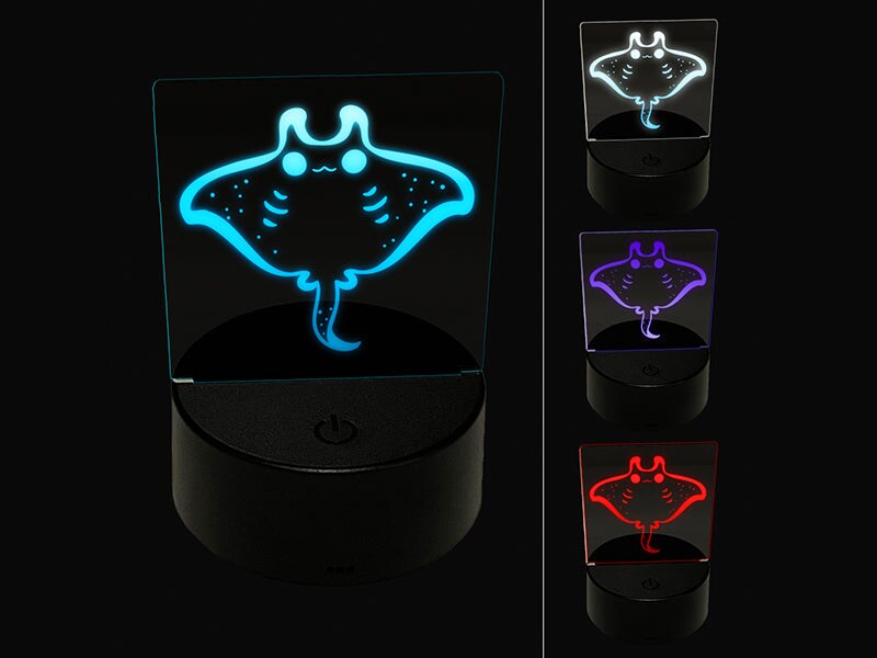 Sweet Kawaii Chibi Manta Ray 3D Illusion LED Night Light Sign ...
