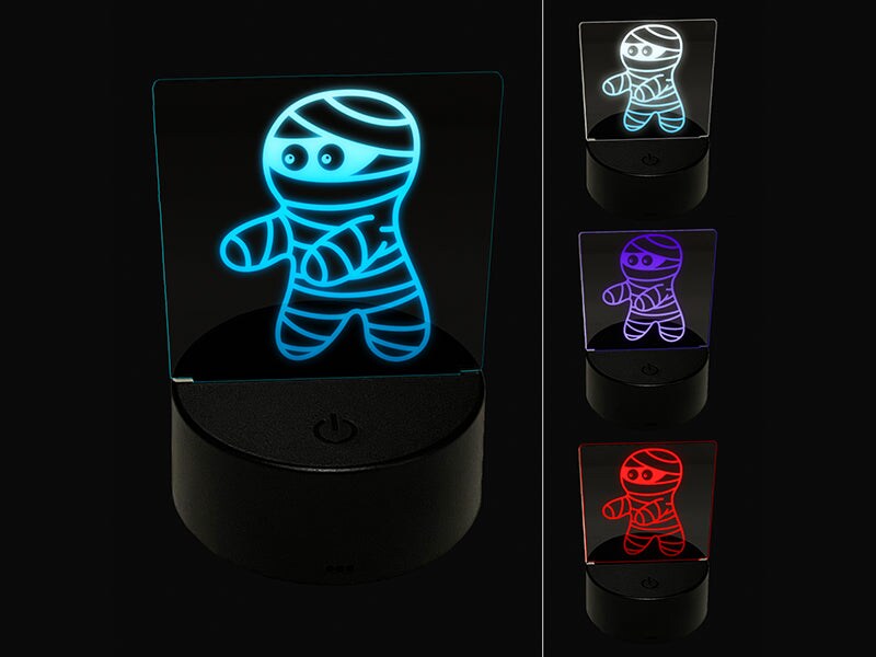 Scared Halloween Mummy 3D Illusion LED Night Light Sign Nightstand Desk ...