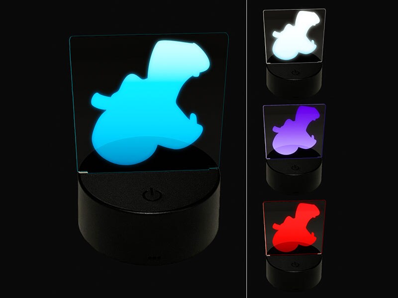 Hippopotamus Head Solid 3D Illusion LED Night Light Sign Nightstand ...