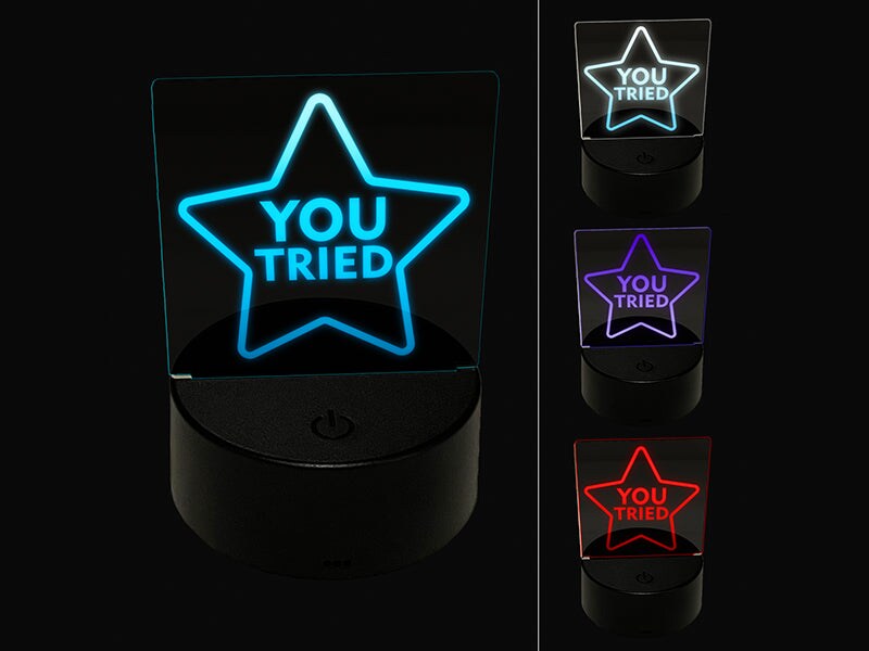 You Tried Star 3D Illusion LED Night Light Sign Nightstand Desk Lamp ...