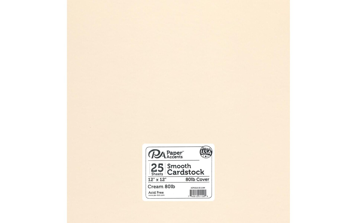 PA Paper Accents Smooth Cardstock 12" x 12" Cream, 80lb colored ...