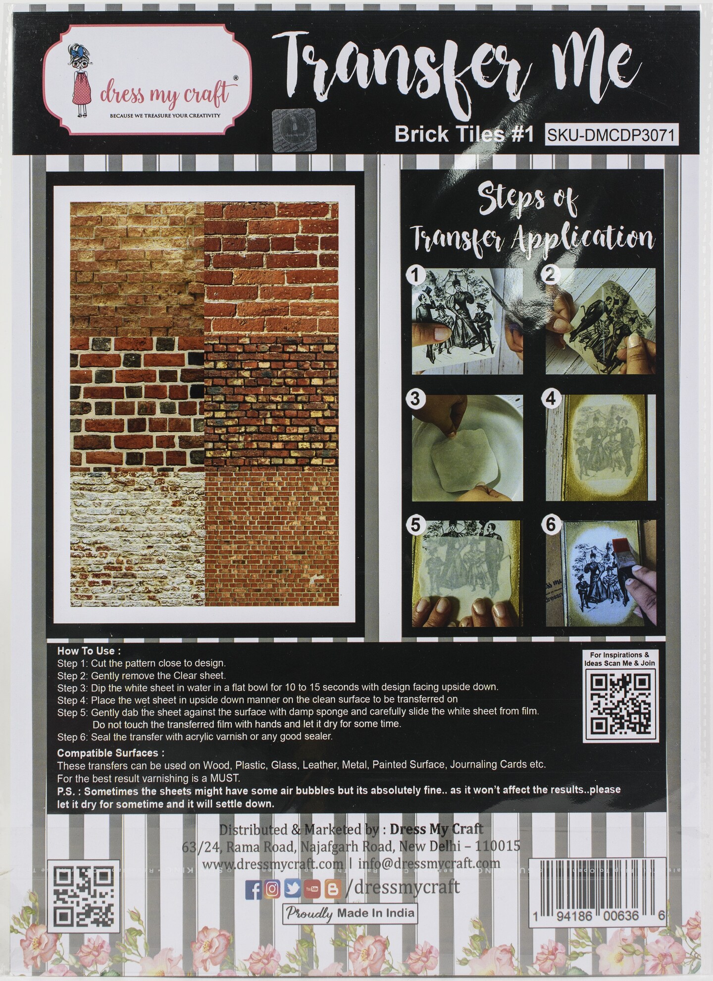 Dress My Craft Transfer Me Sheet A4-Brick Tiles #1 | Michaels