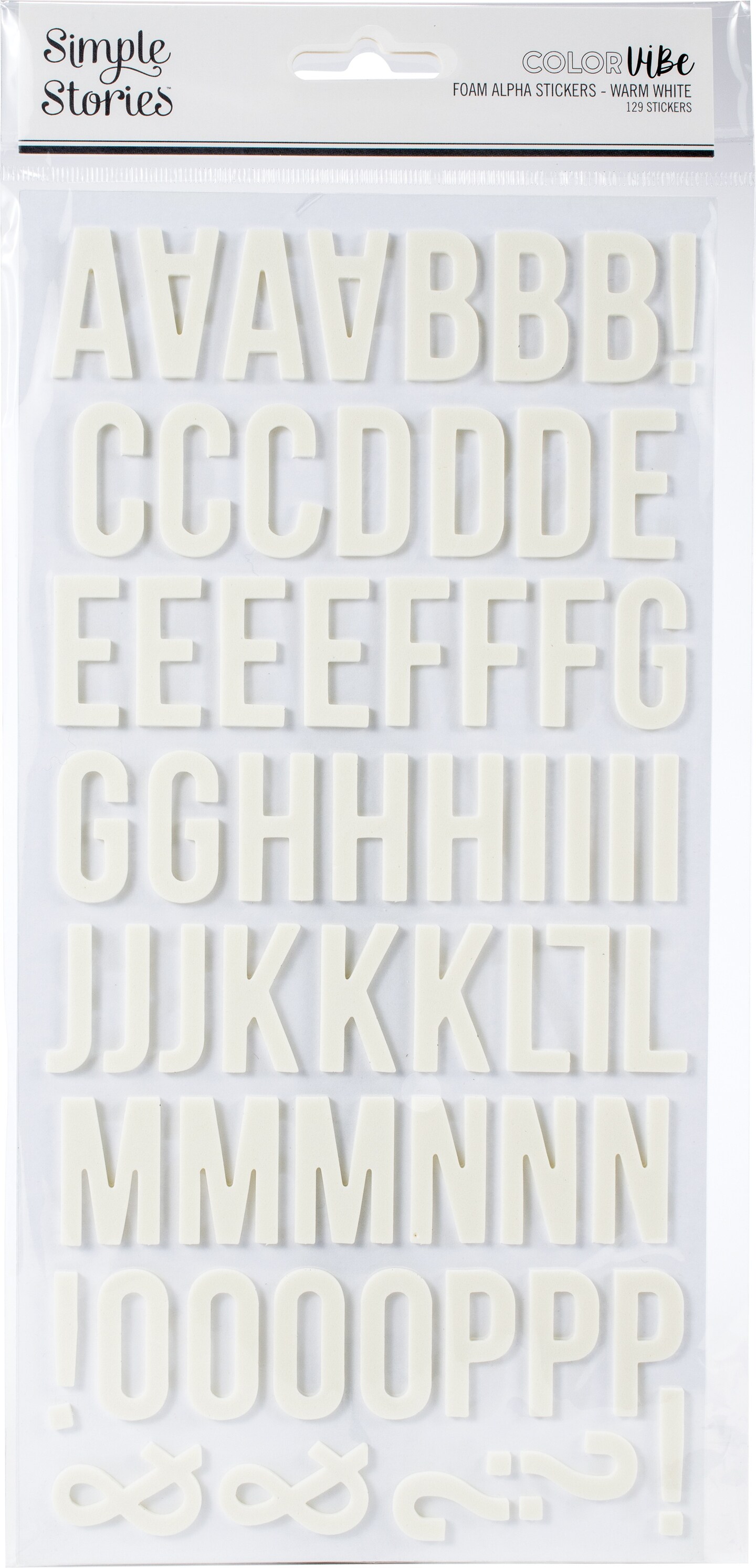 Simple Stories Color Vibe Foam Alpha Stickers 6"X12" 129/Pkg-White ...