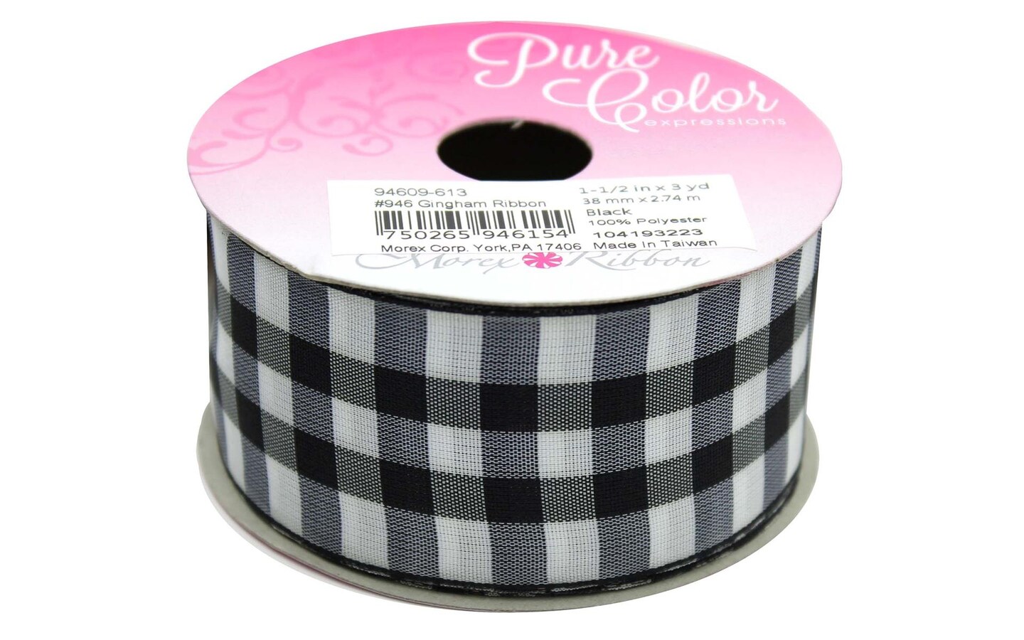 Morex Ribbon Gingham 1.5"X3yd Black | Michaels
