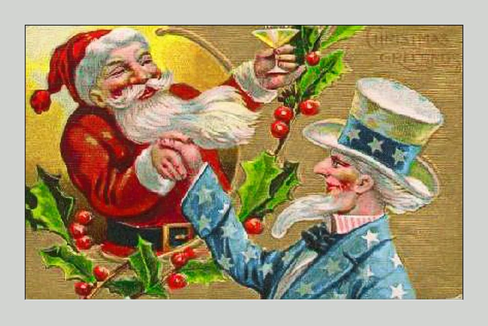 Santa with Uncle Sam Litho Poster Print by Hollywood Photo Archive ...