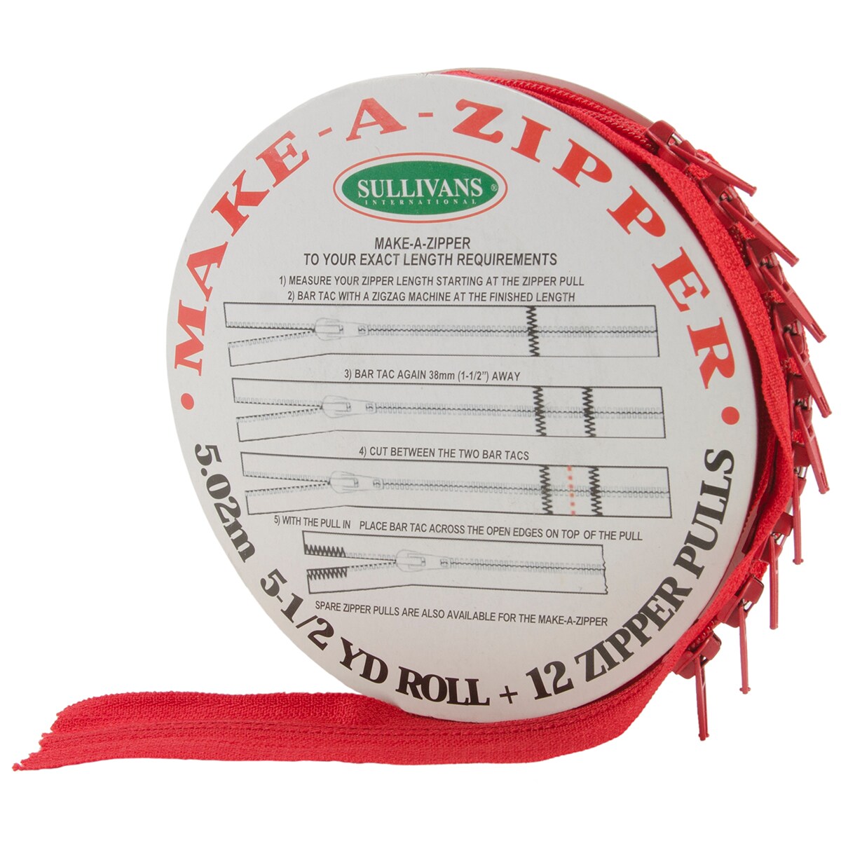 Sullivans Make-A-Zipper Kit 5.5yd-Red | Michaels