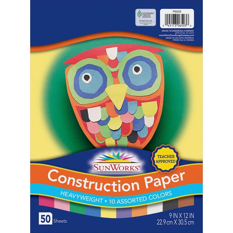 Construction Paper, 10 Assorted Colors, 9" x 12", 50 Sheets | Michaels