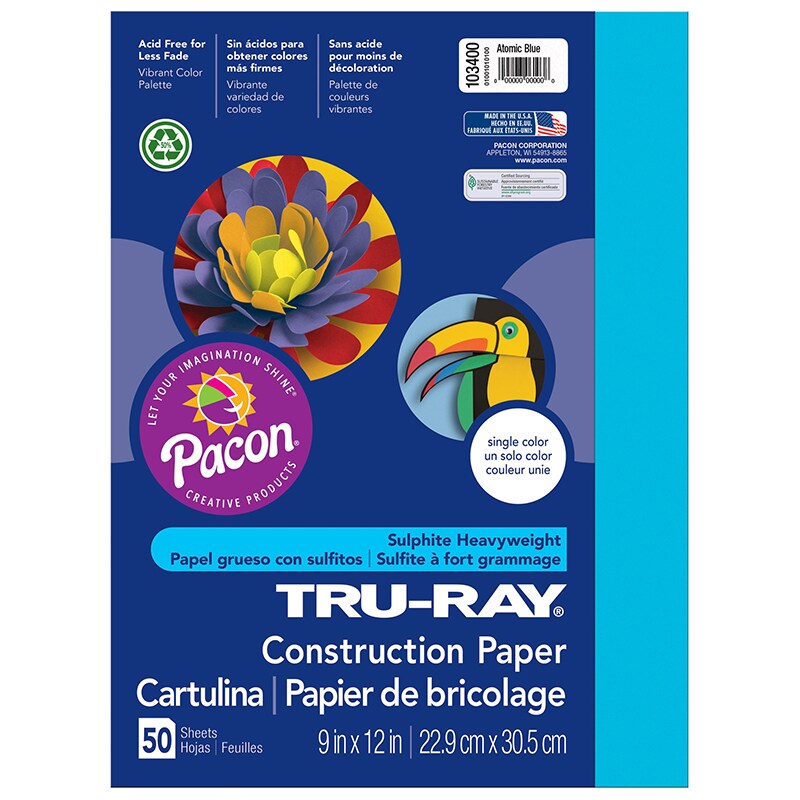 Construction Paper, Atomic Blue, 9" x 12", 50 Sheets | Michaels