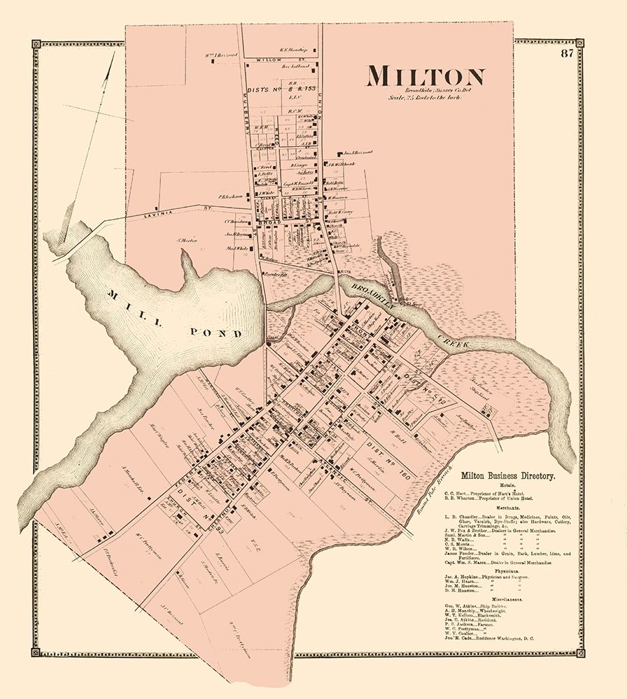 Milton Delaware Landowner - Beers 1868 by Beers - Item # VARPDXDEMI0006 ...