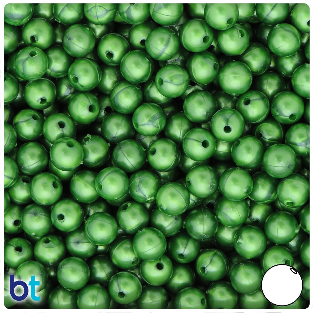 BeadTin Dark Green Pearl 8mm Round Plastic Craft Beads (300pcs) | Michaels