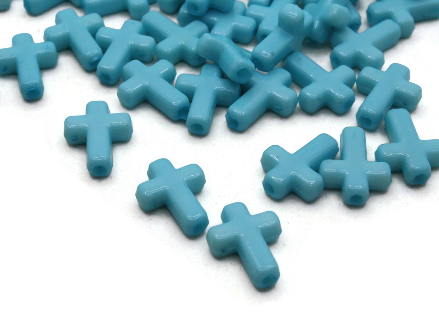 50 16mm Sky Blue Plastic Cross Beads | Michaels