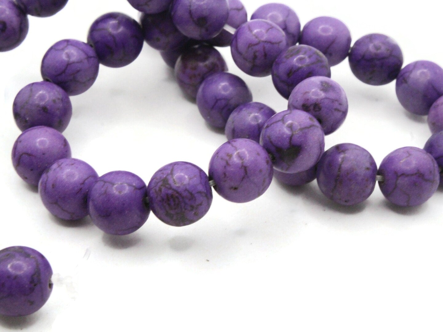 40 9mm to 10mm Round Dyed Purple Howlite Stone Beads | Natural Stone ...