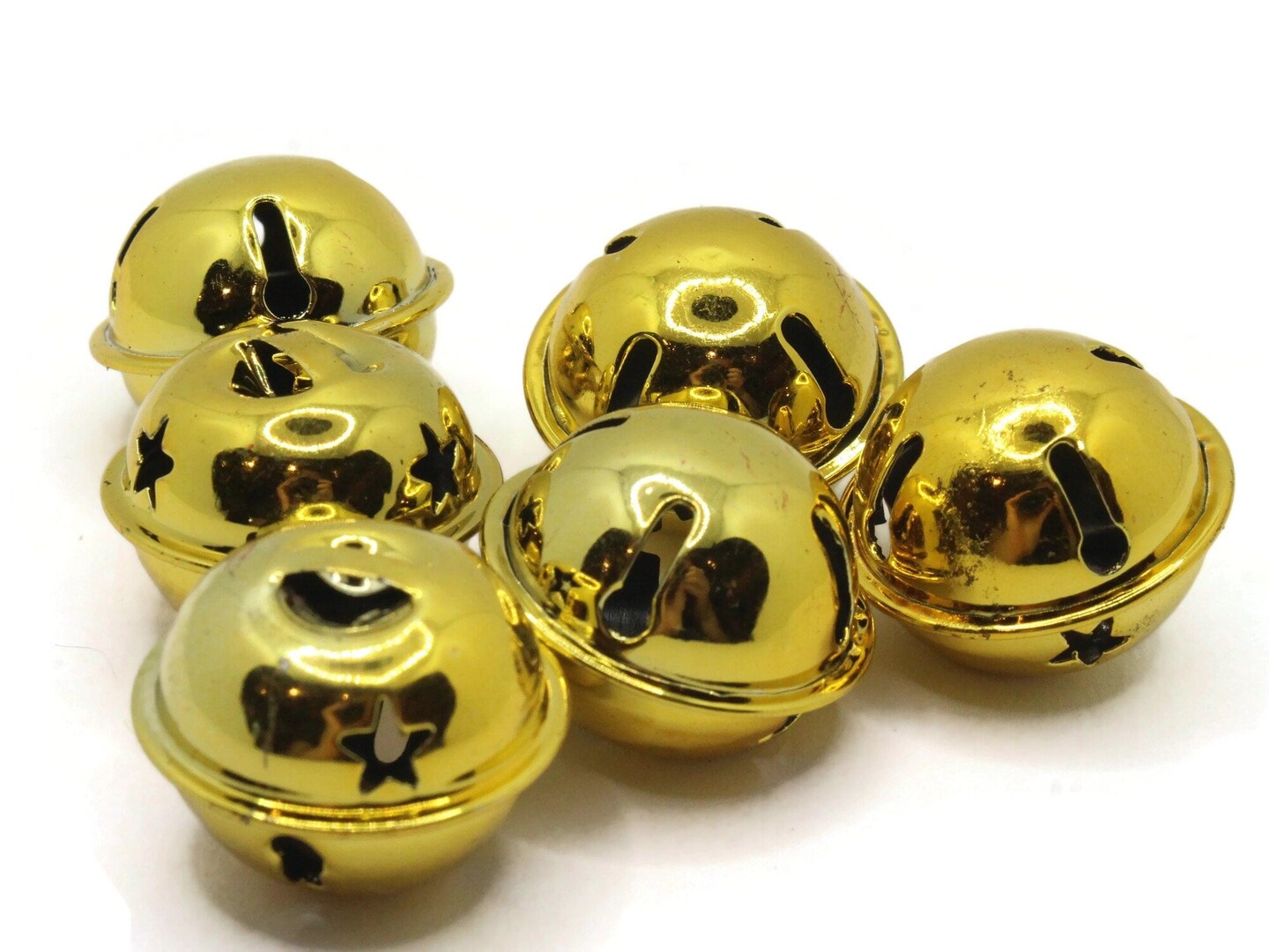 6 24mm Shiny Yellow Iron Jingle Bells Golden Bell Charms | Michaels