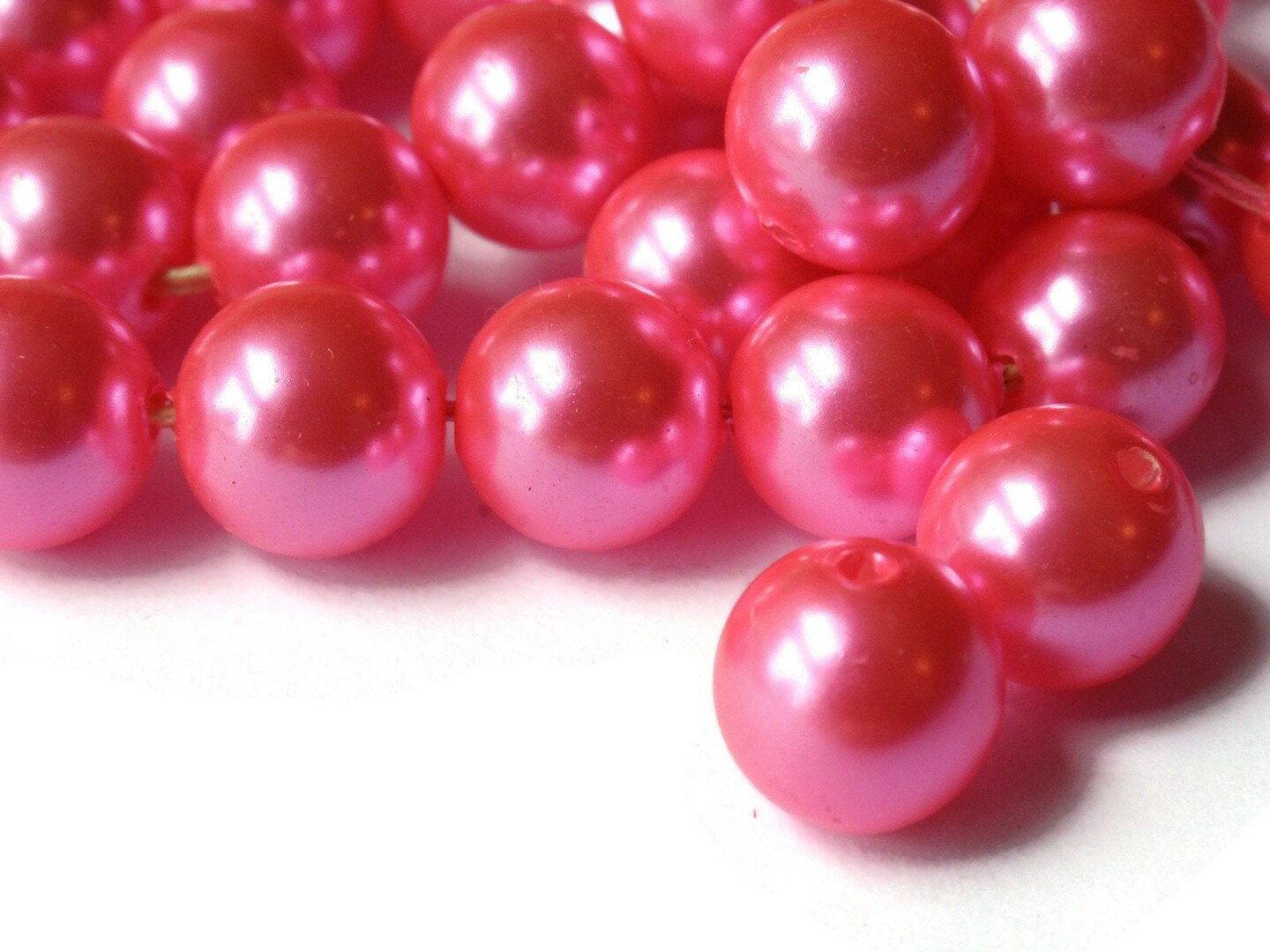 43 10mm Vintage Bright Pink Pearls Faux Pearl Beads Plastic Pearls ...