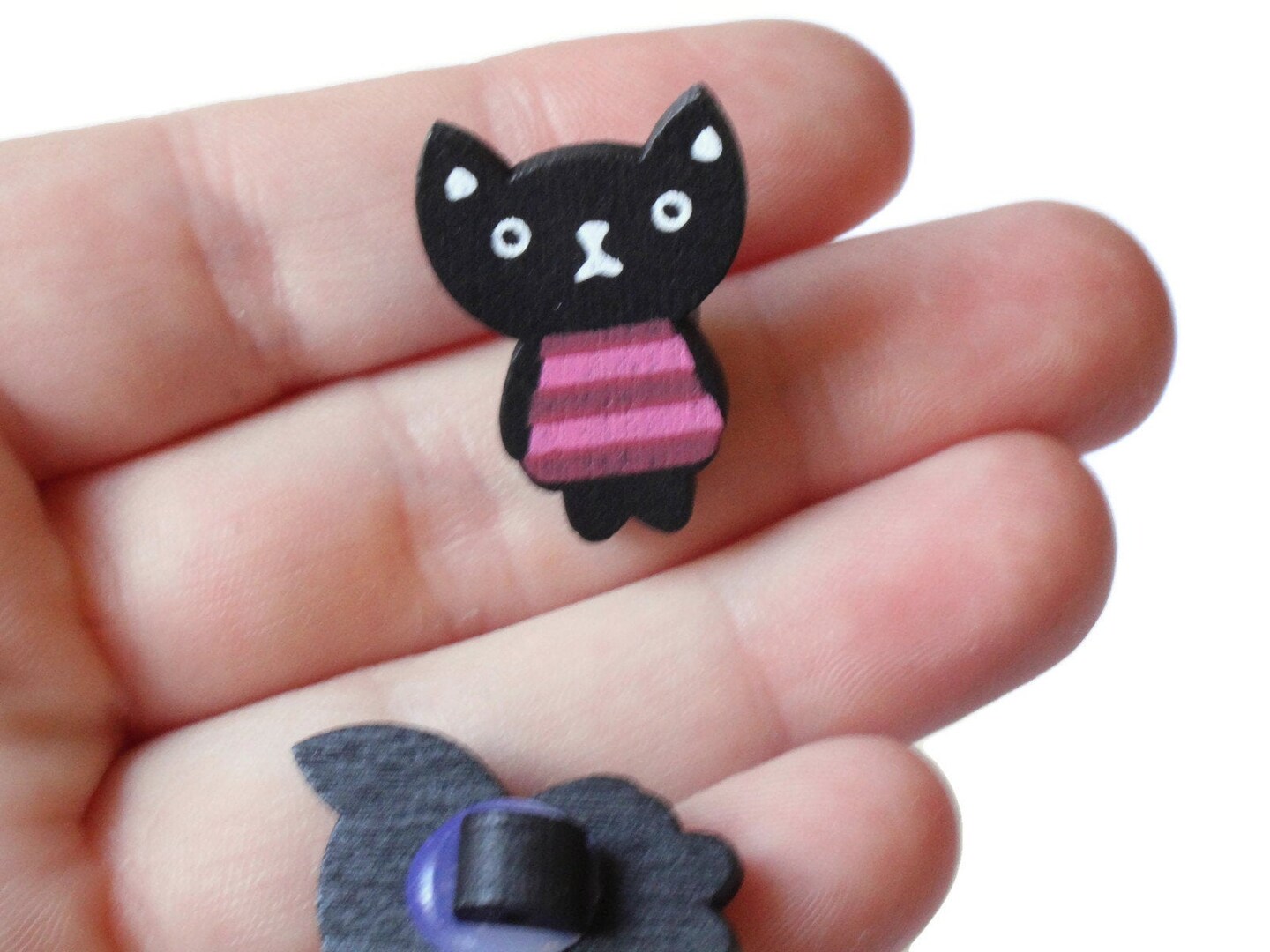 5 24mm Black Cat Wooden Shank Buttons Kitten Buttons | Michaels