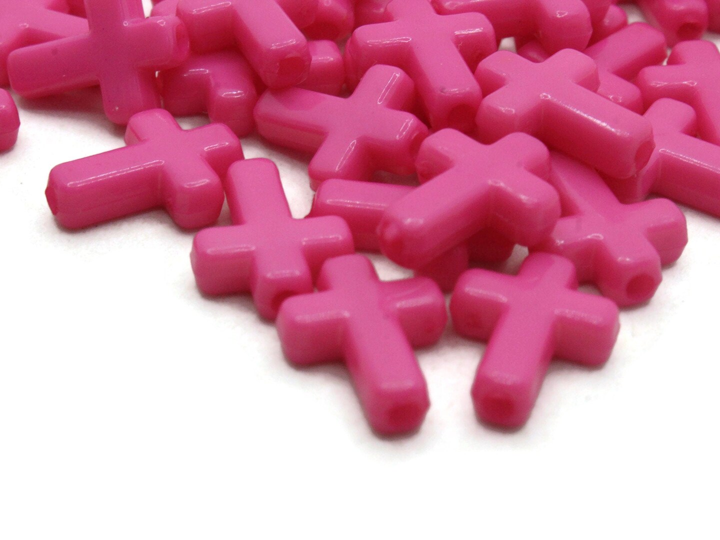50 16mm Hot Pink Plastic Cross Beads | Michaels