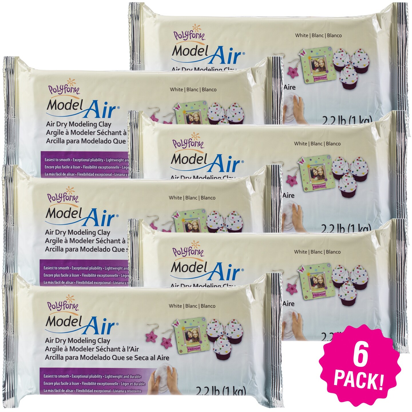 Multipack of 6 - Model Air Clay 2.2lb-White | Michaels