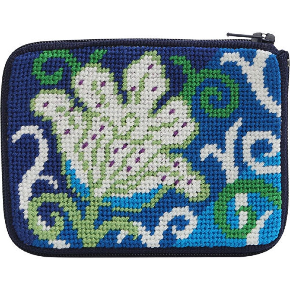 Stitch & Zip Coin/Credit Card Case Needlepoint Kit - SZ209 White Tulip ...