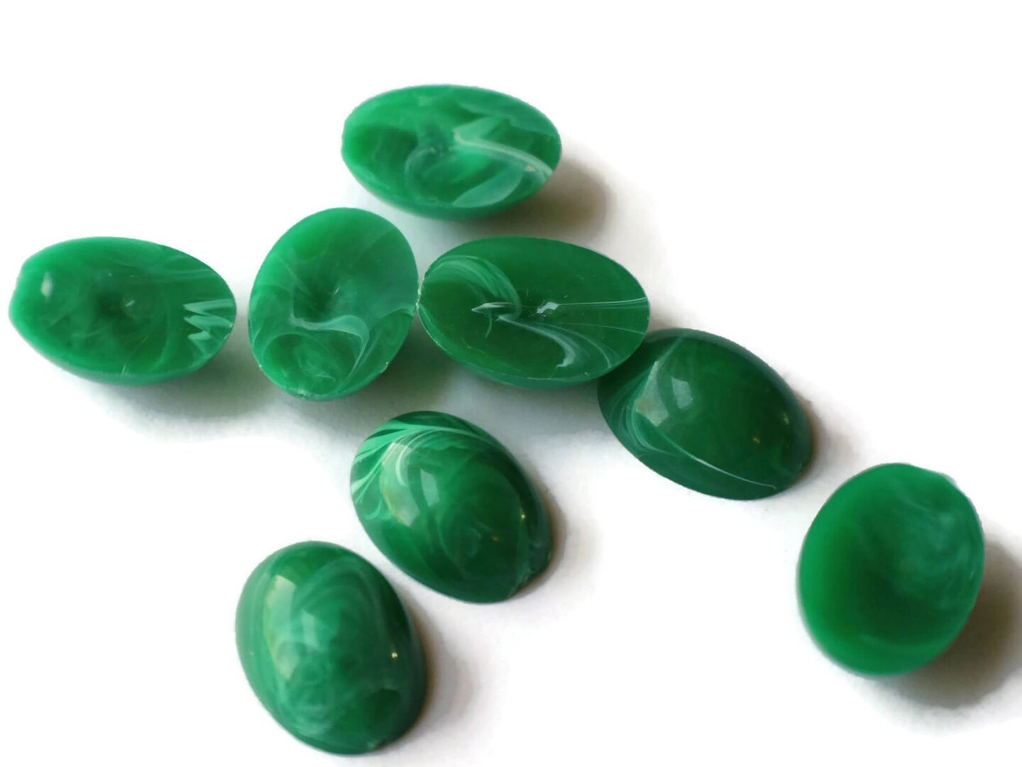 8 18x12mm Imitation Malachite Green Oval Vintage Japanese Lucite ...